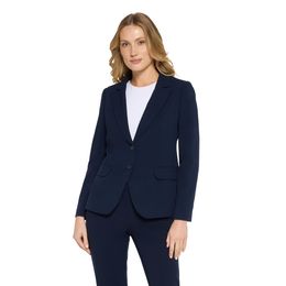 BETTY & CO Longblazer BETTY & CO "Damen mit Taschen", Damen, Gr. 34, blau (dunkelblau), Obermaterial: 59% Polyester, 37% Viskose, 4% Elasthan; Futter: 100% Polyester, tailliert normal, Blazer Longblazer, Druckfutter