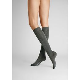 Hudson Damen Kniestr&uuml;mpfe "Kniestrumpf Only 2-Pack", Gr. 39, grau, Obermaterial: 75% Baumwolle CO. 23% Polyamid PA. 2% Elasthan EL., Socken
