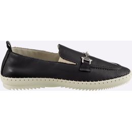 Heine Damen Slipper, Gr. 40, schwarz, Leder, Schuhe