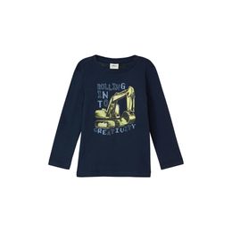 T-Shirt s.Oliver JUNIOR, M&auml;dchen, Gr. 104/110, dunkelblau, Jersey, Obermaterial: 100% Baumwolle, bedruckt, normal h&uuml;ftbedeckend, Rundhals, Shirts T-Shirt