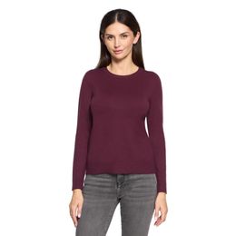 Strickpullover Betty Barclay "Damen mit Rundhalsausschnitt", Damen, Gr. 46, lila (schwarz aubergine), Strick, Obermaterial: 55% Viskose, 30% Polyester, 15% Polyamid, Basic, gerade lang, Rundhals, Pullover Strickpullover