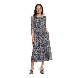 Maxikleid Vera Mont "Damen mit Leoprint", Damen, Gr. 42, Normalgr&ouml;&szlig;en, schwarz (grau, schwarz), Mesh, Obermaterial: 95% Polyester, 5% Elasthan; Futter: 100% Polyester, tailliert lang, Kleider Maxikleid