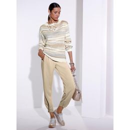 CR&Eacute;ATION L Strickpullover CREATION L "Pullover", Damen, Gr. 36, beige (sand, ecru, gemustert), 39% Baumwolle, 39% Polyacryl, 18% Viskose, 3% Polyester, 1% metallisierte Fasern, gemustert, Pullover Strickpullover