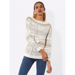 CR&Eacute;ATION L CREATION L Damen Strickpullover "Pullover", beige, Gr. 44, gemustert, 39% Baumwolle, 39% Polyacryl, 18% Viskose, 3% Polyester, 1% metallisierte
