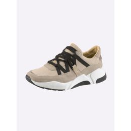 Heine Damen Sneaker, Gr. 42, beige, Leder, Rindsleder, Schuhe