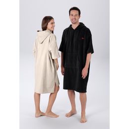 Badeponcho Kangaroos, schwarz, Baumwolle, Hausm&auml;ntel, "Summer, ideal f&uuml;r Sauna, Spa & im Urlaub, Damen & Herren", Surfponcho, mit Bauchtasche, 100%