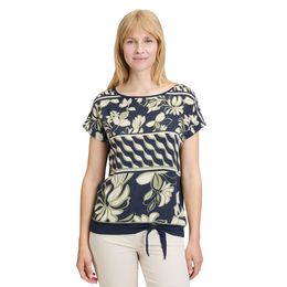 Kurzarmshirt Betty Barclay "Damen mit Schleifenknoten", Damen, Gr. 38, bunt (dunkelblau, gr&uuml;n), Jersey, Obermaterial: 95% Viskose, 5% Elasthan, figurumspielend normal, U-Boot-Ausschnitt, Shirts
