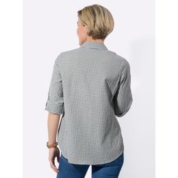 Classic Basics Damen Longbluse, grau, Gr. 40, gemustert, kariert, 50% Baumwolle, 50% Polyester, Blusen