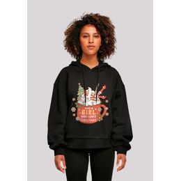 Kapuzenpullover F4NT4STIC "Just A Girl Who Loves Weihnachten Hot Chocolate", Damen, Gr. 4XL, schwarz, Obermaterial: 100% Baumwolle, oversize, Pullover Kapuzenpullover, Premium Qualität, Christmas Collection
