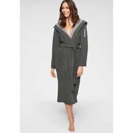 Damenbademantel Kangaroos, L:120cm, grau, Leichtfrottier, Hausm&auml;ntel, "Dalia, ideal f&uuml;r Sauna & Spa, Standardl&auml;nge & &Uuml;berl&auml;nge", Uni-Farben mit