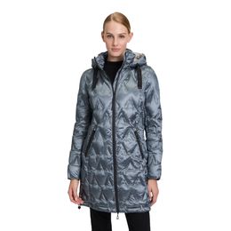 Daunenmantel Gil Bret "Damen mit Kapuze", Damen, Gr. 38, blau, Obermaterial: 55% Polyester, 45% Polyamid; F&uuml;llung: 90% Daunen, 10% Federn, tailliert lang, M&auml;ntel Daunenmantel