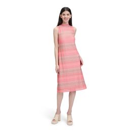 Midikleid Cartoon "Damen mit Stehkragen", Damen, Gr. 44, Normalgr&ouml;&szlig;en, rosa (rosa, taupe), Obermaterial: 95% Polyester, 5% Polyester; Futter: 95% Viskose, 5% Elasthan, tailliert lang, Rundhals, Kleider Midikleid, Design
