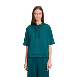 BETTY & CO Kurzarmshirt BETTY & CO "Damen mit Kapuze", Damen, Gr. 36, deep teal, Sweatware, Obermaterial: 47% Modal, 47% Polyester, 6% Elasthan, loose fit normal, Shirts