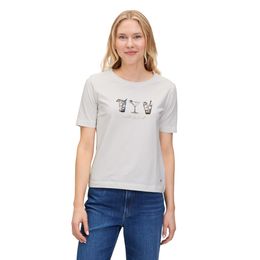 BETTY & CO Kurzarmshirt BETTY & CO "Damen mit Print", Damen, Gr. M, patch cream, braun, Obermaterial: 95% Baumwolle, 5% Elasthan, gerade normal, Rundhals, Shirts