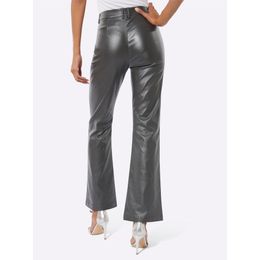 CR&Eacute;ATION L CREATION L Damen Lederimitathose, grau, Gr. 36, unifarben, 77% Viskose, 20% Polyamid, 3% Elasthan, Hosen
