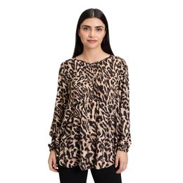 Schlupfbluse Betty Barclay "Damen mit Plissee", Damen, Gr. 36, schwarz (schwarz, beige), Obermaterial: 100% Polyester, figurumspielend normal, Rundhals, Blusen Schlupfbluse