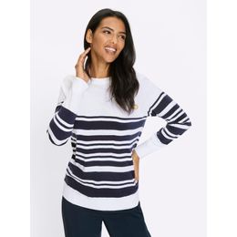 Streifenpullover Classic Basics "Ringel-Pullover", Damen, Gr. 38, blau (wei&szlig;, marine, geringelt), 100% Polyacryl, gemustert, gestreift, mehrfarbig, Pullover Streifenpullover