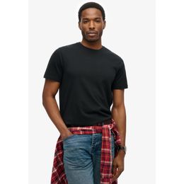 Rundhalsshirt Superdry "CLASSIC ESSENTIAL TEE", Herren, Gr. L, schwarz (jet schwarz), Single Jersey, Obermaterial: 100% Baumwolle, unifarben, relaxed fit normal, Rundhals, Shirts