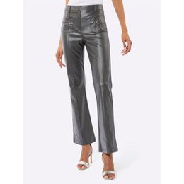 CR&Eacute;ATION L CREATION L Damen Lederimitathose, grau, Gr. 50, unifarben, 77% Viskose, 20% Polyamid, 3% Elasthan, Hosen