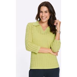 Inspirationen Damen Polokragenpullover "Polopullover", gr&uuml;n, Gr. 40, unifarben, 100% Baumwolle, Pullover