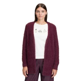 BETTY & CO Strickjacke BETTY & CO "Damen ohne Verschluss", Damen, Gr. 36, lila (schwarz aubergine), Strick, Obermaterial: 71% Polyamid, 29% Polyester, figurumspielend lang, V-Ausschnitt, Strickjacken Strickjacke
