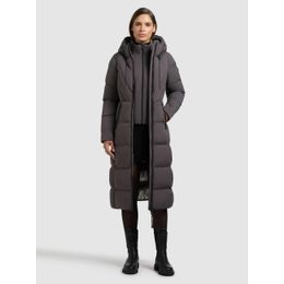 Steppmantel Khujo "SORIA 2IN1 (EINSATZ HERAUSNEHMBAR)", Damen, Gr. S, graphite grau, 100% Polyester, unifarben, regular fit wadenlang, eingesetzt elastischer Bund mit Windstopper, M&auml;ntel Steppmantel