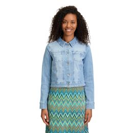 Jackenblazer Betty Barclay "Damen langarm", Damen, Gr. 44, blau (light blau denim), Denim/Jeans, Obermaterial: 99% Baumwolle, 1% Elasthan, sehr schmal normal, Blazer, Material