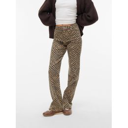 Véro Moda VERO MODA Damen High-waist-Jeans "VMTESSA HR WIDE STRETCH AOP JEANS NOOS"silber mink aop:zebra, Gr. 26, animal-print, bedruckt, Denim/Jeans,
