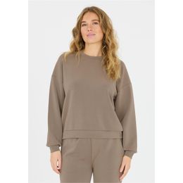 ENDURANCE ATHLECIA Sweatshirt ATHLECIA "Jillnana", Damen, Gr. 34, grau, beige, 51% Polyester, 44% Modal, 5% Elasthan, unifarben, normal, Rundhals, Sweatshirts Sweatshirt, im klassischen Design
