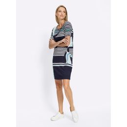 Heine Damen Druckkleid "Druck-Kleid", blau, Gr. 38, bedruckt, gemustert, mehrfarbig, Jersey, 95% Viskose, 5% Elasthan, Kleider