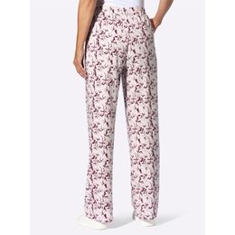 Damen Schlupfhose, rot, Gr. 44, gebl&uuml;mt, gemustert, mehrfarbig, 100% Baumwolle, Hosen