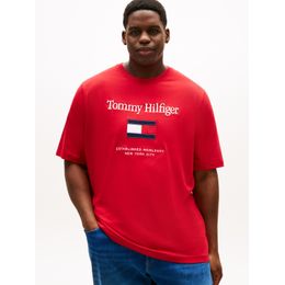 Tommy Hilfiger Big & Tall T-Shirt "BT-TOMMY EMBRO FLAG", Damen, Gr. XXL, medium rot, Single Jersey, Obermaterial: 100% Baumwolle, TOMMY HILFIGER BIG & TALL, Rundhals, Shirts T-Shirt