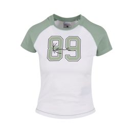 Karl Kani Damen T-Shirt "Karl Kani Signature Print Tiny Raglan T-Shirt", gr&uuml;n, Gr. XS, bedruckt, 95% Baumwolle, 5% Elasthan, Shirts