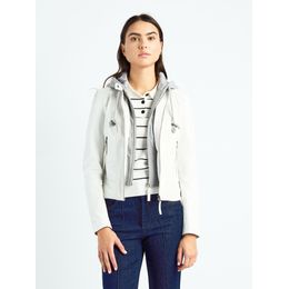 Lederjacke Maze "42021133", Damen, Gr. L, weiß, Obermaterial: 100% Lammleder; Innenfutter: 100% Polyester; Kapuze: 55% Baumwolle, 45% Polyester, Jacken