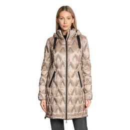 Daunenmantel Gil Bret "Damen mit Kapuze", Damen, Gr. 36, beige, Obermaterial: 55% Polyester, 45% Polyamid; F&uuml;llung: 90% Daunen, 10% Federn, tailliert lang, M&auml;ntel Daunenmantel