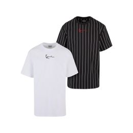 T-Shirt Karl Kani "Karl Kani Herren KM222-101-1 KK 2-Pack Pinstripe + Essential Tee", Damen, Gr. L, schwarz, wei&szlig;, 100% Baumwolle, bedruckt, oversize, Rundhals, Shirts T-Shirt