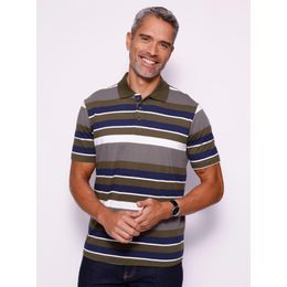 Poloshirt CLASSIC "Kurzarm-Poloshirt", Herren, Gr. 56/58, oliv, wei&szlig;, geringelt, 100% Baumwolle, gemustert, gestreift, mehrfarbig, Shirts