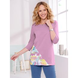 Longshirt Classic Basics "Longshirt", Damen, Gr. 54, orchidee, mint, 100% Baumwolle, gemustert, mehrfarbig, Rundhals, Shirts Longshirt