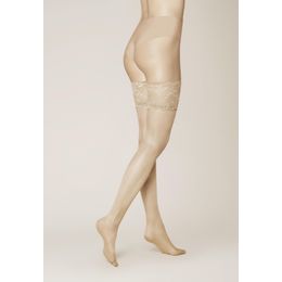 Kunert Kinder Halterlose Feinstr&uuml;mpfe "Halterloser Satin Look 20", Gr. L, beige, Obermaterial: 89% Polyamid PA. 11% Elasthan EL., Socken