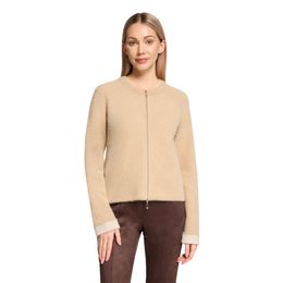 Strickjacke Betty Barclay "Damen mit Rei&szlig;verschluss", Damen, Gr. 36, beige, Strick, Obermaterial: 55% Polyester, 45% Polyamid, gerade normal, Rundhals, Strickjacken Strickjacke