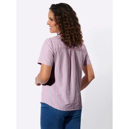 Casual Looks Damen Hemdbluse, rosa, Gr. 48, gemustert, gestreift, 50% Baumwolle, 50% Polyester, Blusen