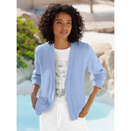 Heine Damen Cardigan, blau, Gr. 44, unifarben, 50% Baumwolle, 50% Polyacryl, Strickjacken