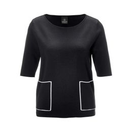 Madeleine Mode MADELEINE Damen Longpullover "Strickpullover Eleganter Viskosepullover mit Rundhals", schwarz, Modern, Gr. 34, Obermaterial: 65% Viskose CV. 35%
