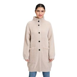 AMBER & JUNE Strickjacke AMBER & JUNE "Damen mit aufgesetzter Brusttasche", Damen, Gr. 36, light sand, Strick, Obermaterial: 80% Polyamid, 13% Polyester, 7% Viskose, gerade lang, Strickjacken Strickjacke