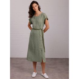 Damen Druckkleid "Leinen-Kleid", gr&uuml;n, Gr. 38, CREATION L PREMIUM, bedruckt, gemustert, gepunktet, mehrfarbig, Web, 100% Leinen, Kleider