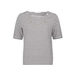 BETTY & CO Kurzarmshirt BETTY & CO "Damen mit U-Boot-Ausschnitt", Damen, Gr. L, schwarz (wei&szlig;, schwarz), Obermaterial: 95% Viskose, 5% Elasthan, gerade normal, eckiger Ausschnitt, Shirts