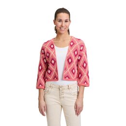Strickjacke Cartoon "Damen mit 3/4 Arm", Damen, Gr. 34, schwarz pink, pink, Obermaterial: 50% Baumwolle, 50% Polyacryl, oversize normal, Strickjacken Strickjacke, Rippb&uuml;ndchen
