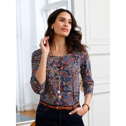 Print-Shirt Inspirationen "Shirt", Damen, Gr. 36, bunt (marine, terra, bedruckt), 50% Baumwolle, 50% Modal, bedruckt, gebl&uuml;mt, gemustert, mehrfarbig, Rundhals, Shirts