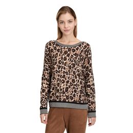 Strickpullover Betty Barclay "Damen mit Animalprint", Damen, Gr. 38, beige (taupe, beige), Strick, Obermaterial: 80% Viskose, 20% Polyamid, l&auml;ssig geschnitten normal, U-Boot-Ausschnitt, Pullover Strickpullover