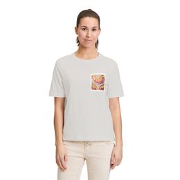 Kurzarmshirt Cartoon "Damen mit Rundhalsausschnitt", Damen, Gr. 34, beige (patch cream, ros&eacute;), Obermaterial: 100% Baumwolle, loose fit normal, Rundhals, Shirts, Stickerei